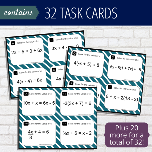 Solving Multi-Step Equations – Task Cards – Miss Kuiper's Classroom
