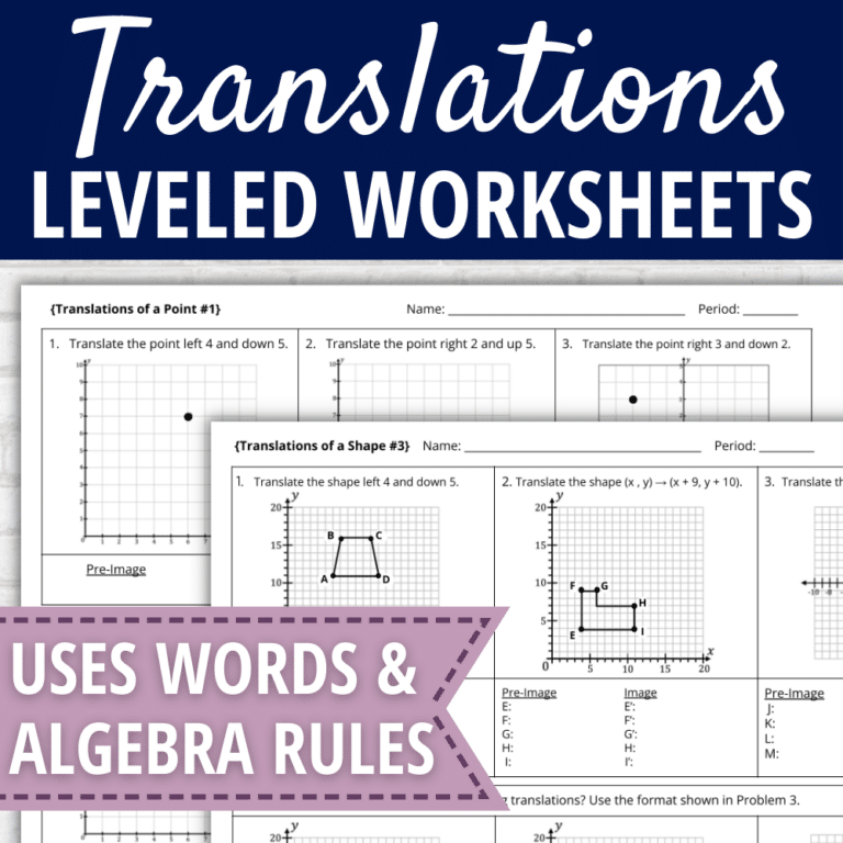 No Prep Geometry Translations Worksheets Scaffolded Practice for 8th ...
