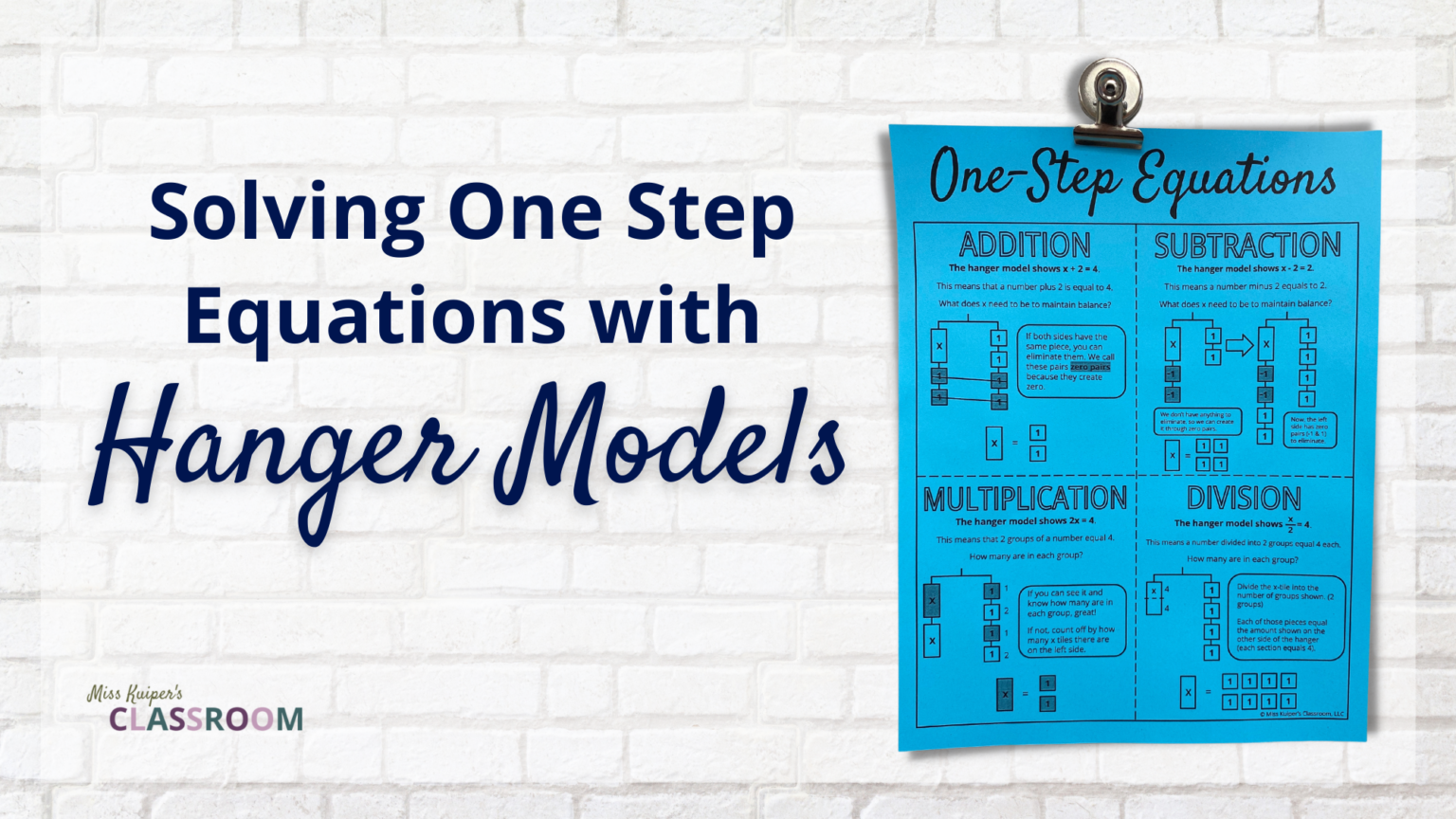 How to Teach One Step Equations with Hanger Models – Miss Kuiper's ...