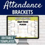 Year Long Editable Bell Ringer Attendance Bracket Templates for All ...